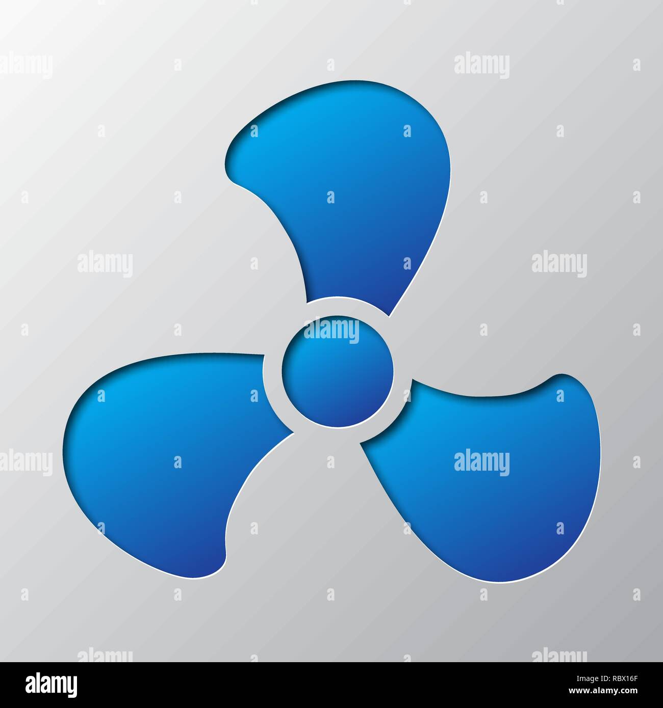 Paper art of the blue fan symbol isolated. Vector illustration. Fan ...