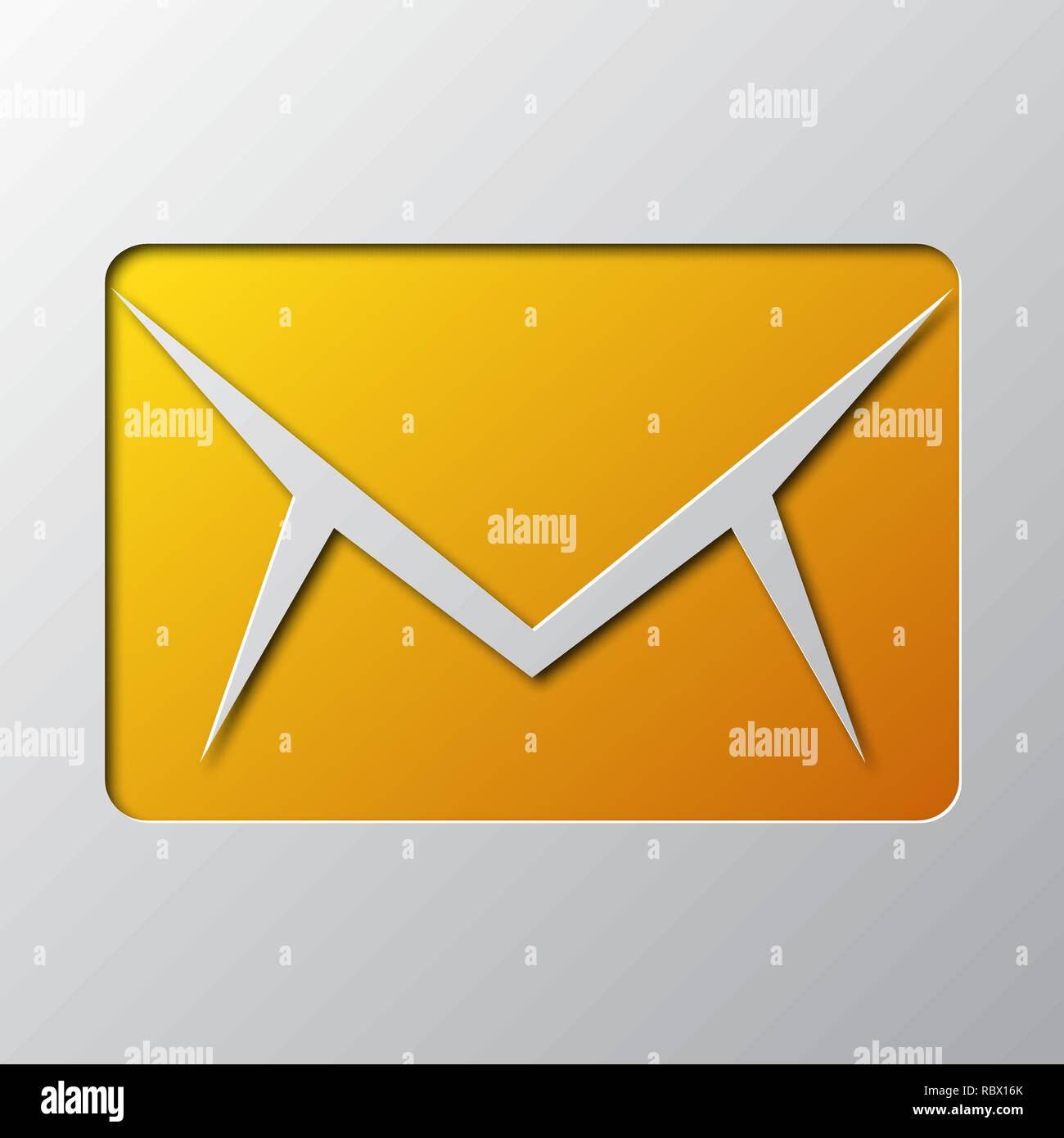 Paper art of the yellow envelope or email symbol, isolated. Vector ...