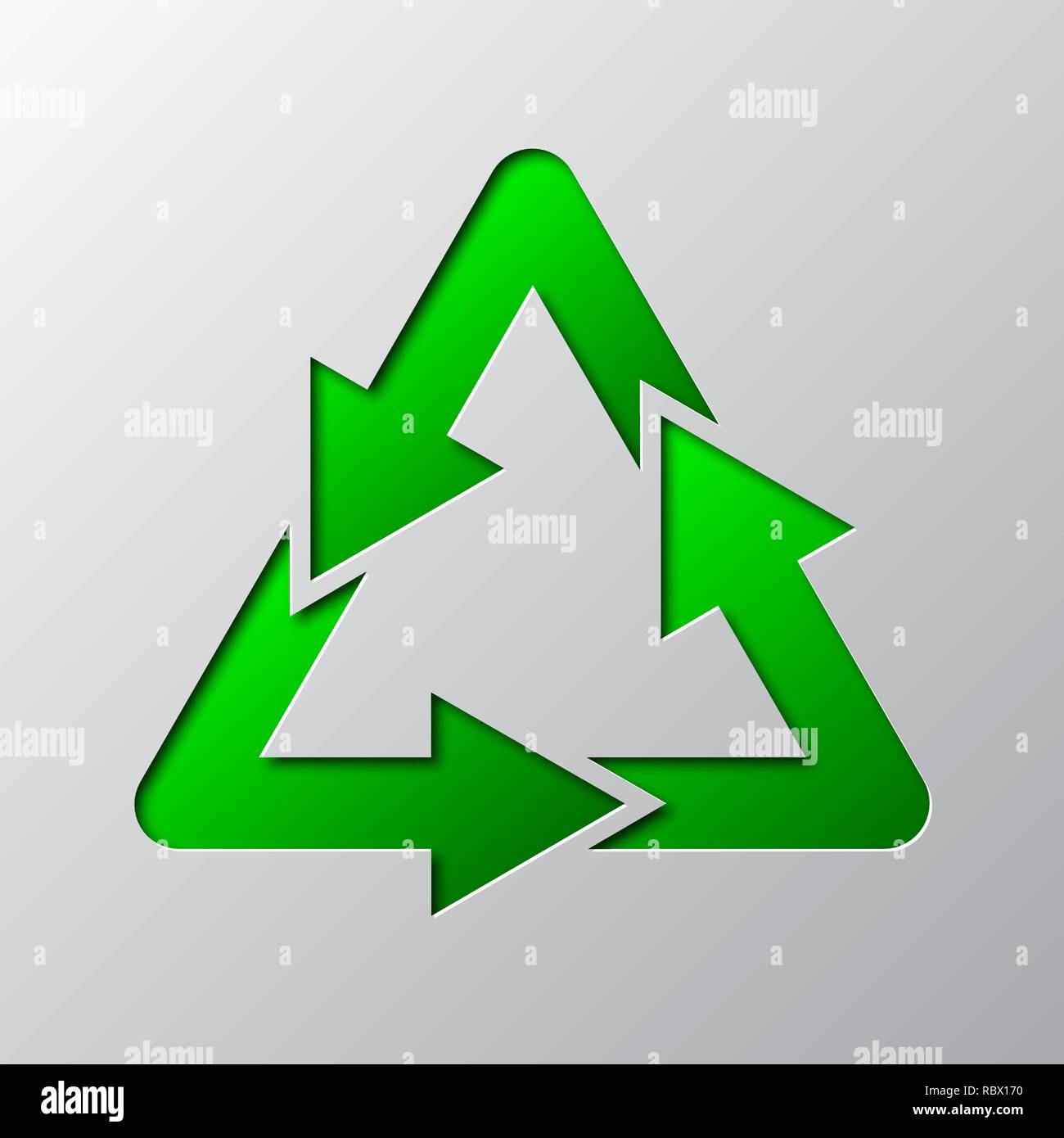 Paper art of the green recycle eco symbol isolated. Vector illustration ...