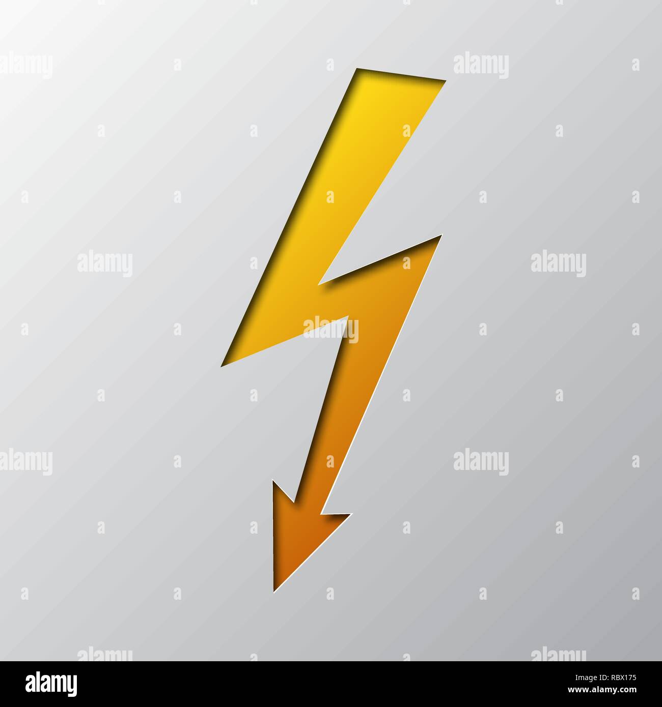 Paper art of the yellow lightning isolated. Vector illustration ...