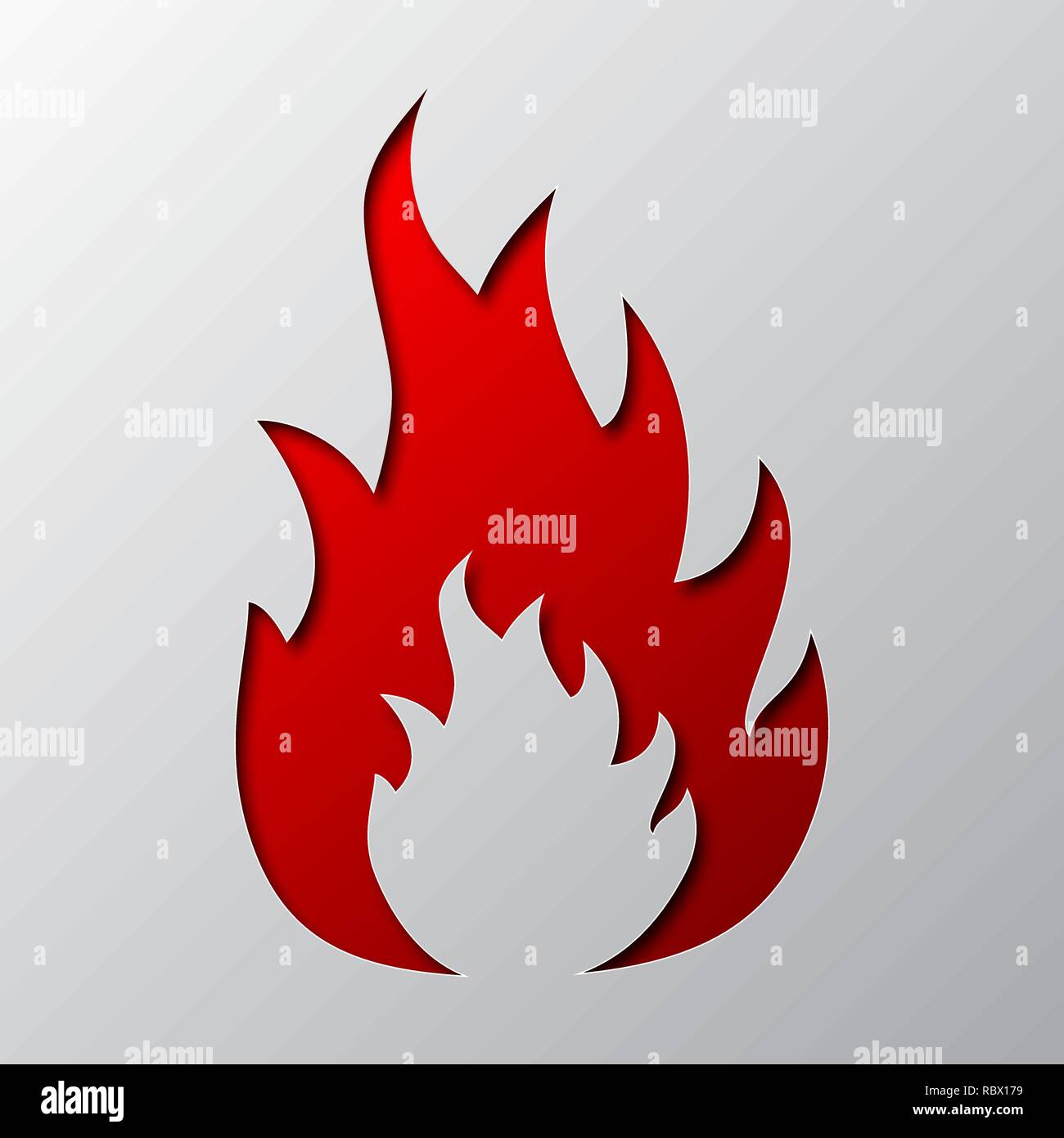 Paper art of the red fire isolated. Vector illustration. Flame is cut ...