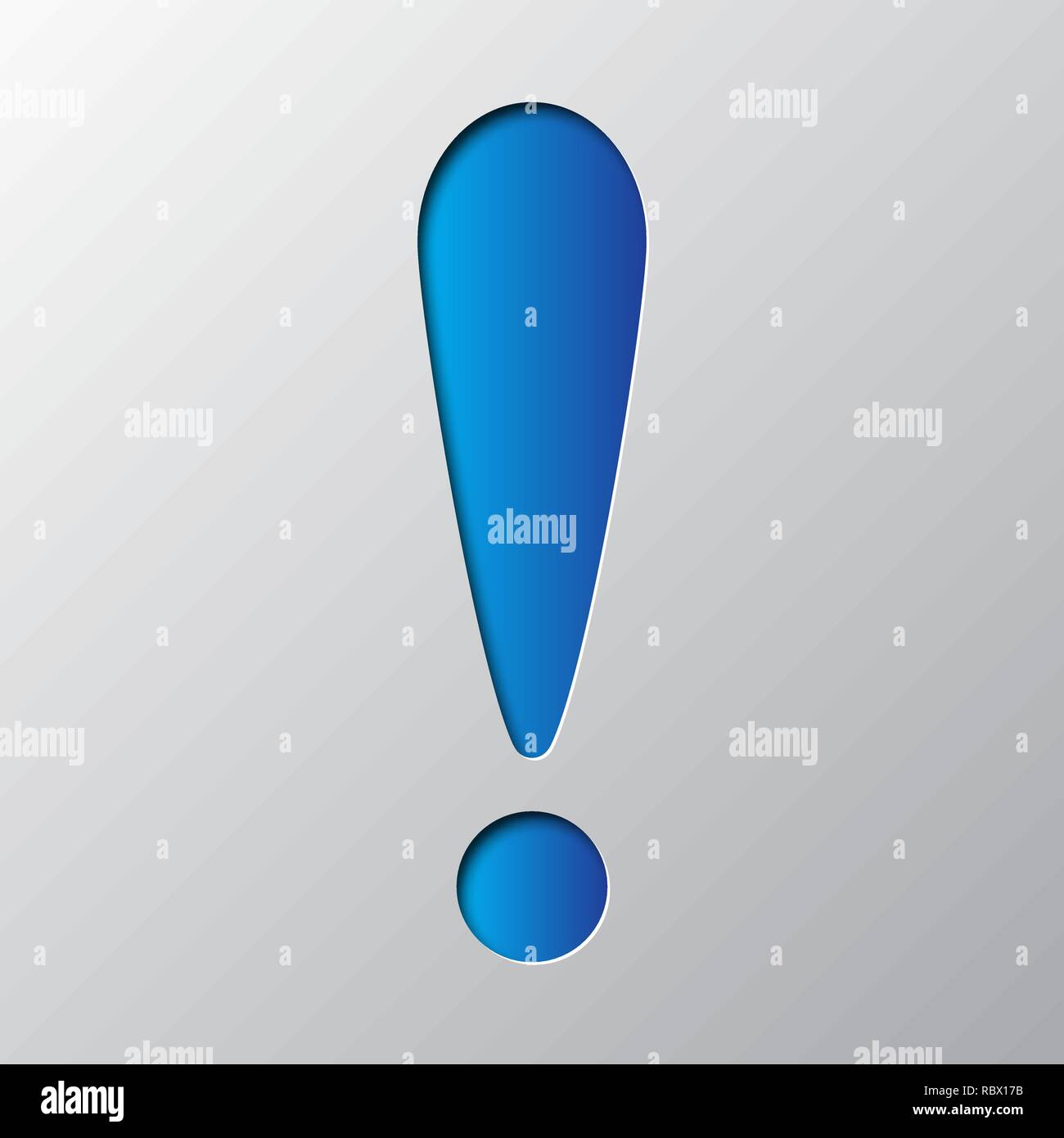 Paper art of the blue exclamation mark isolated. Vector illustration ...