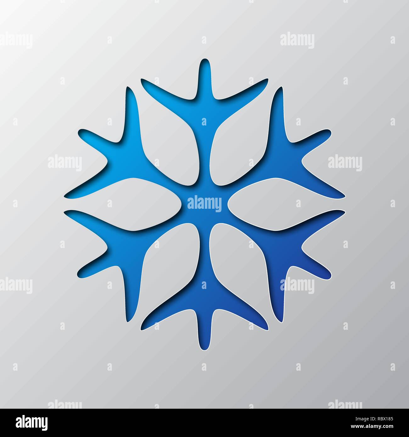 Paper art of the blue snowflake isolated. Vector illustration ...