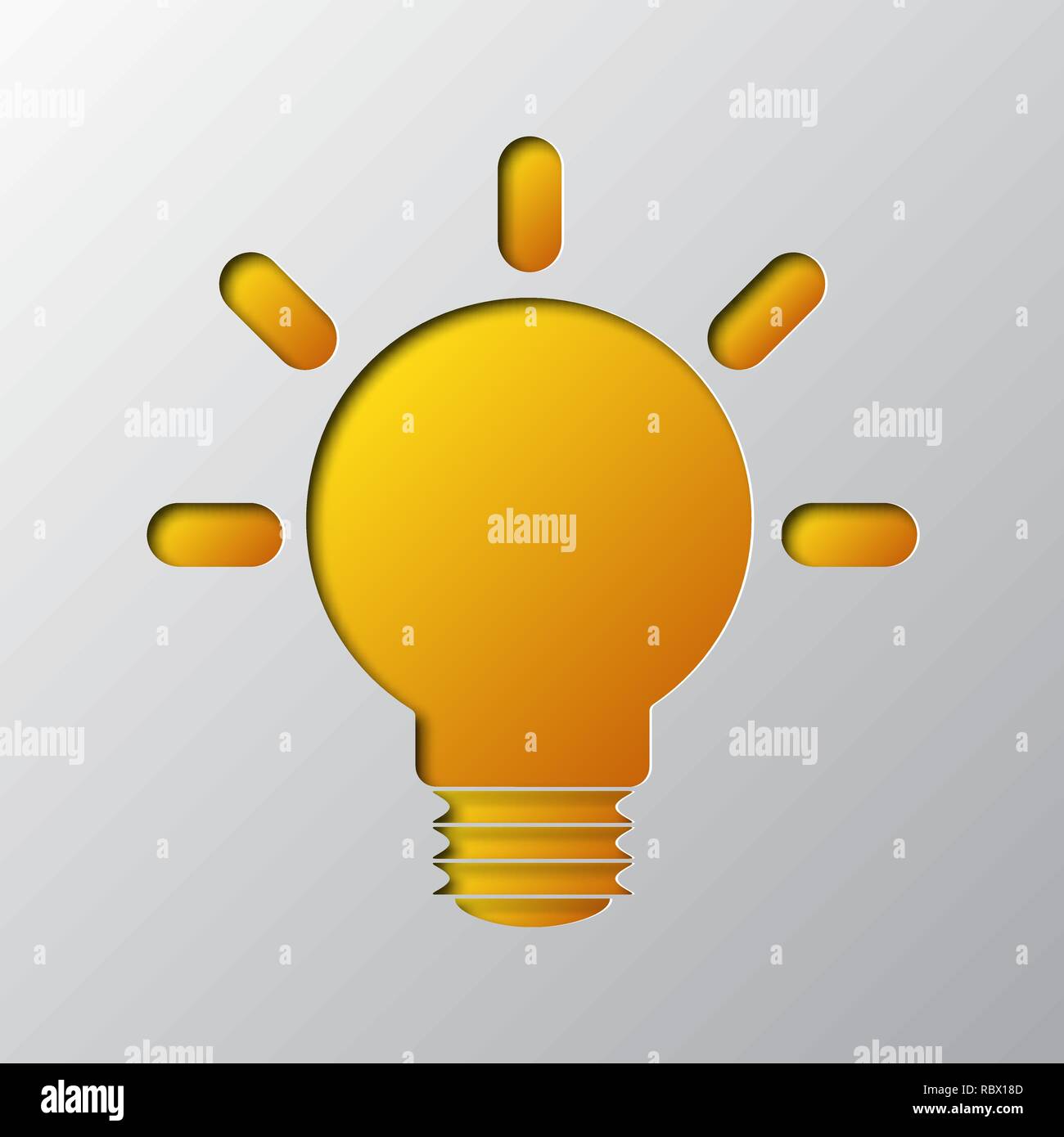 Paper art of the yellow light bulb isolated. Vector illustration. Light ...