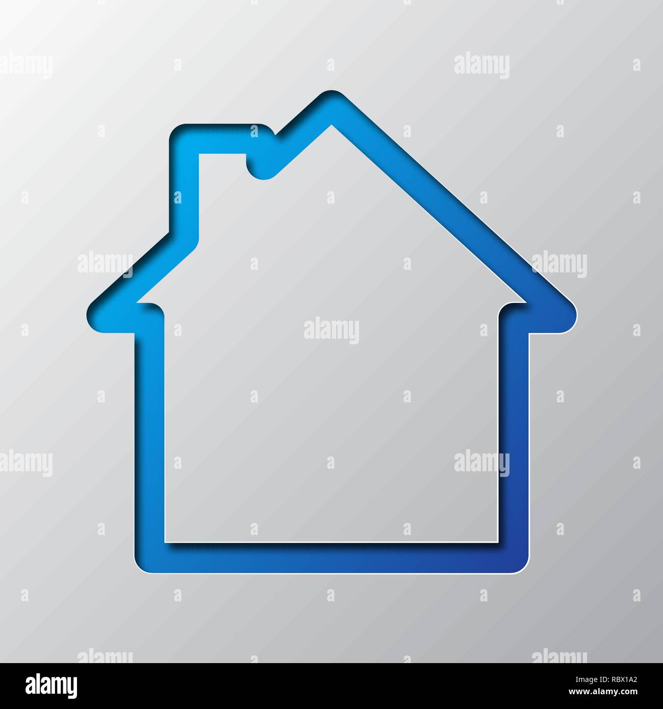 Paper art of the blue house isolated. Vector illustration. House icon ...
