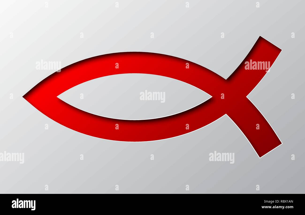 The Christian Fish Symbol is carved from paper. Vector illustration ...