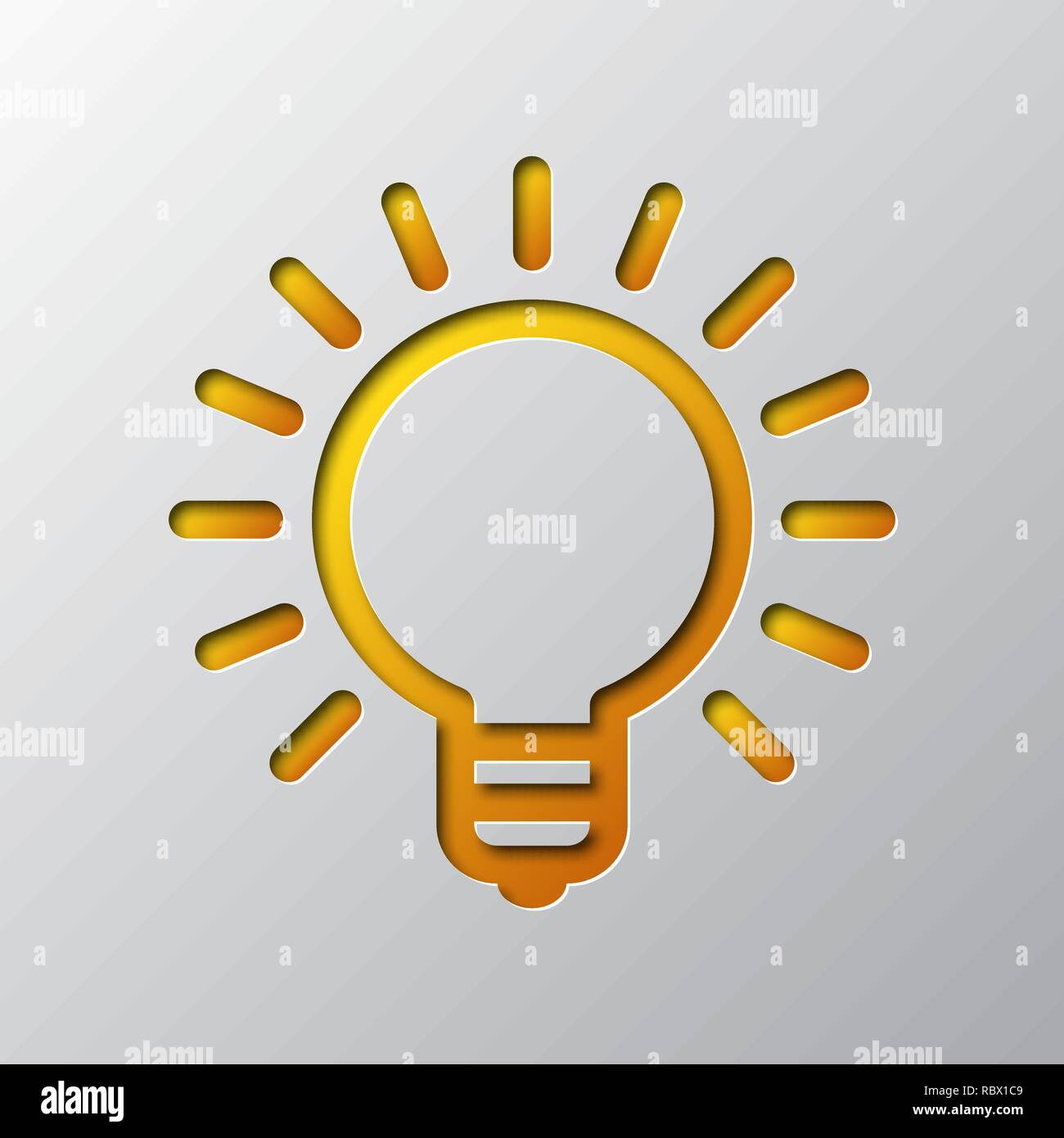 Paper art of the yellow light bulb isolated. Vector illustration. Light ...