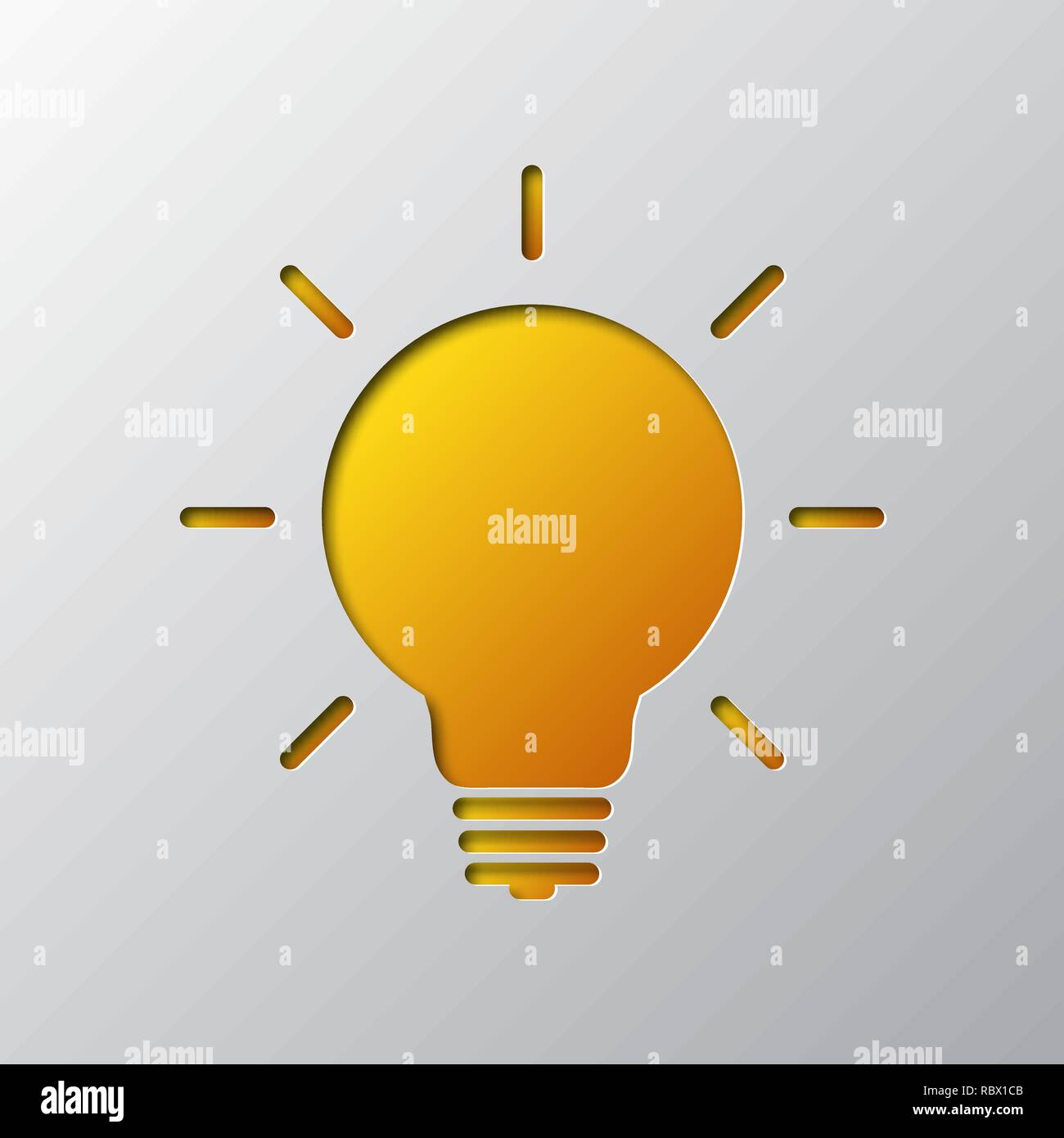 Paper art of the yellow light bulb isolated. Vector illustration. Light ...