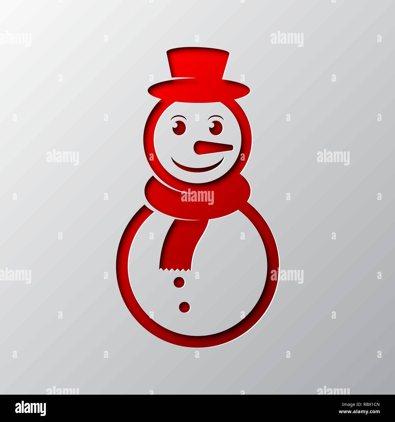 Paper art of the red snowman isolated. Vector illustration. Snowman ...