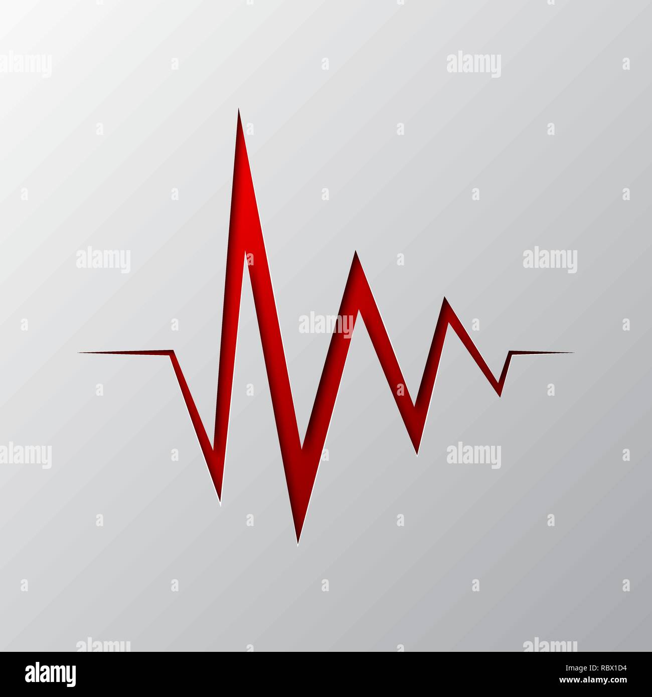 Paper art of the red heartbeat symbol isolated. Vector illustration ...