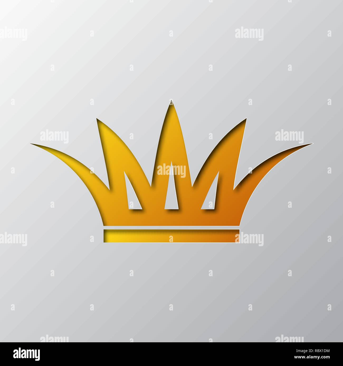 Paper art of the yellow crown sign isolated. Vector illustration. Crown ...