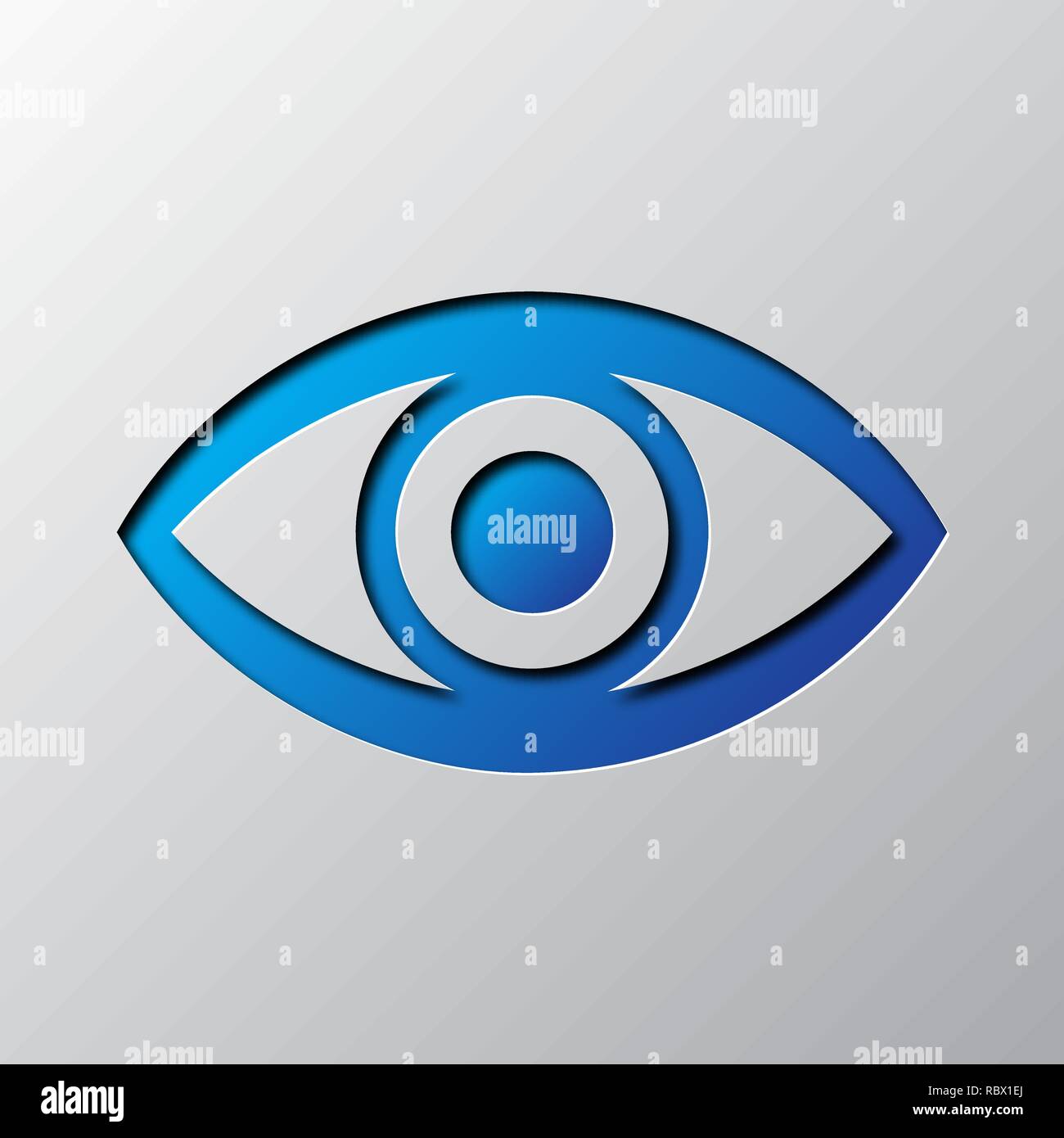 Paper art of the blue eye isolated. Vector illustration. Eye icon is ...