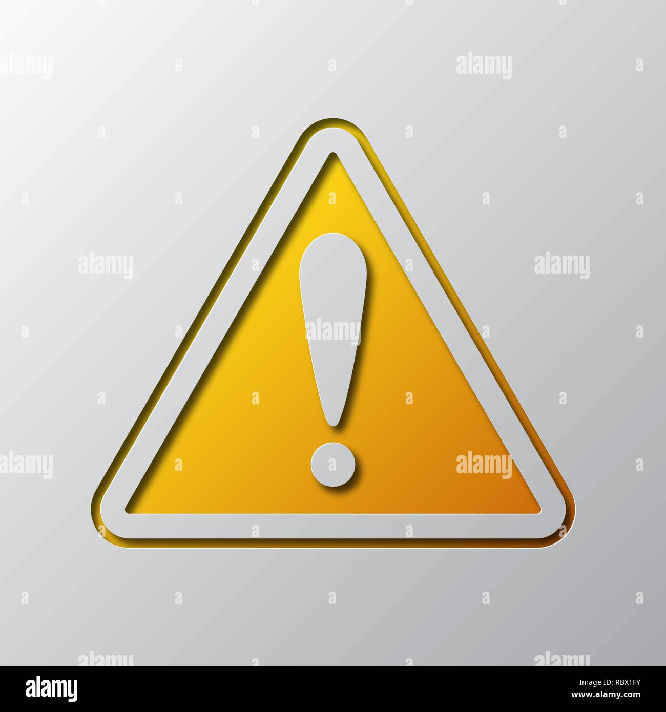 Paper art of the yellow exclamation mark isolated. Vector illustration ...