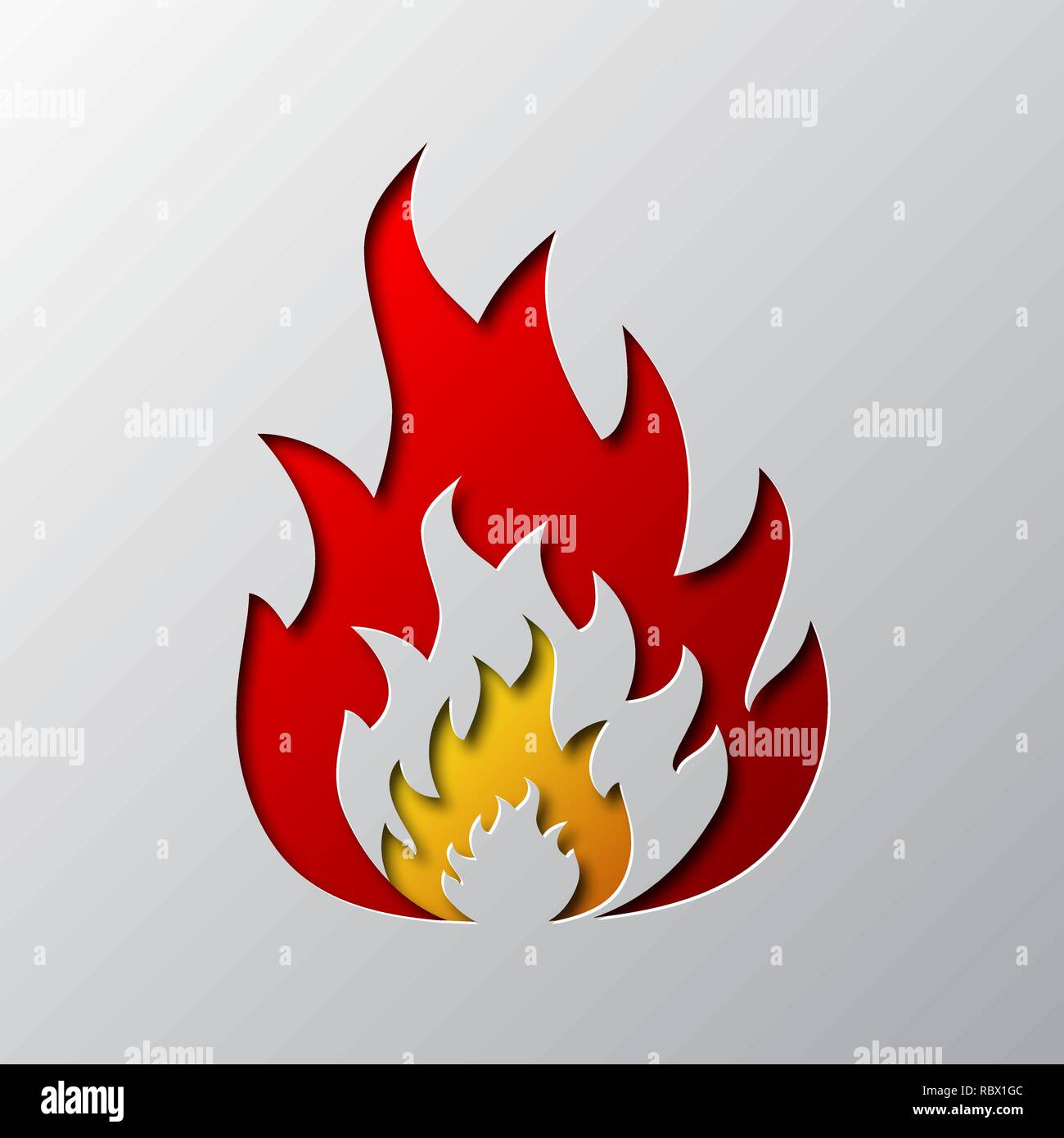 Paper art of the red fire isolated. Vector illustration. Flame is cut ...