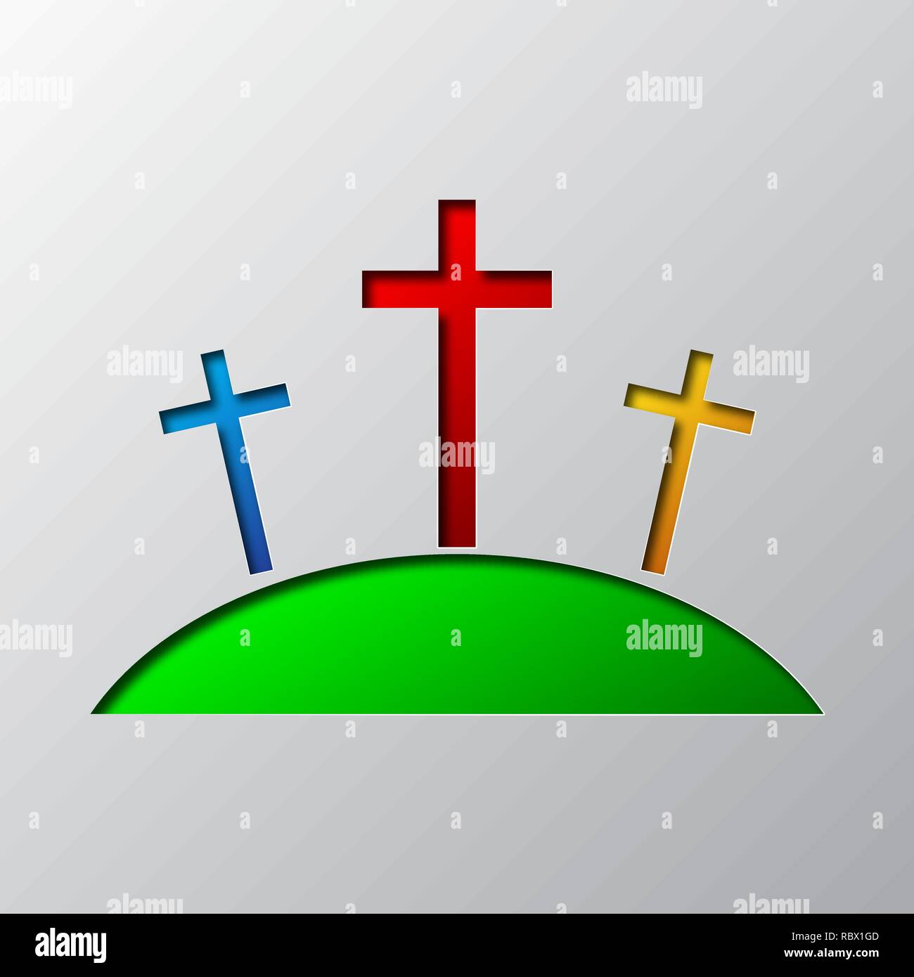 Paper art of the symbol of Calvary, isolated. Vector illustration ...