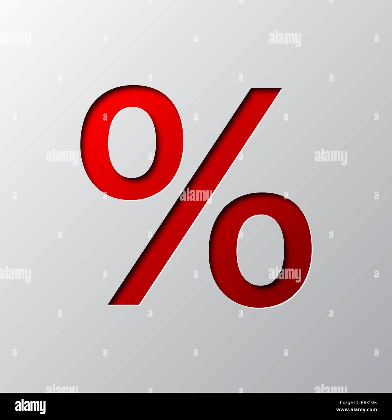 Paper art of the red percent sign isolated. Vector illustration ...