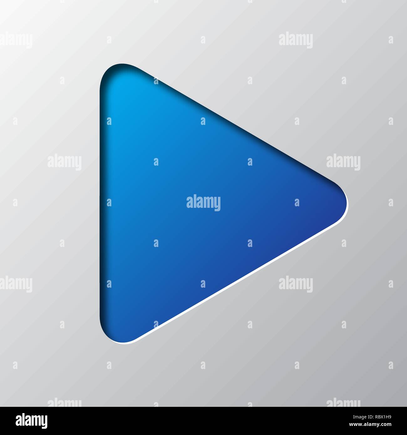 Paper art of the blue play button isolated. Vector illustration. Play ...