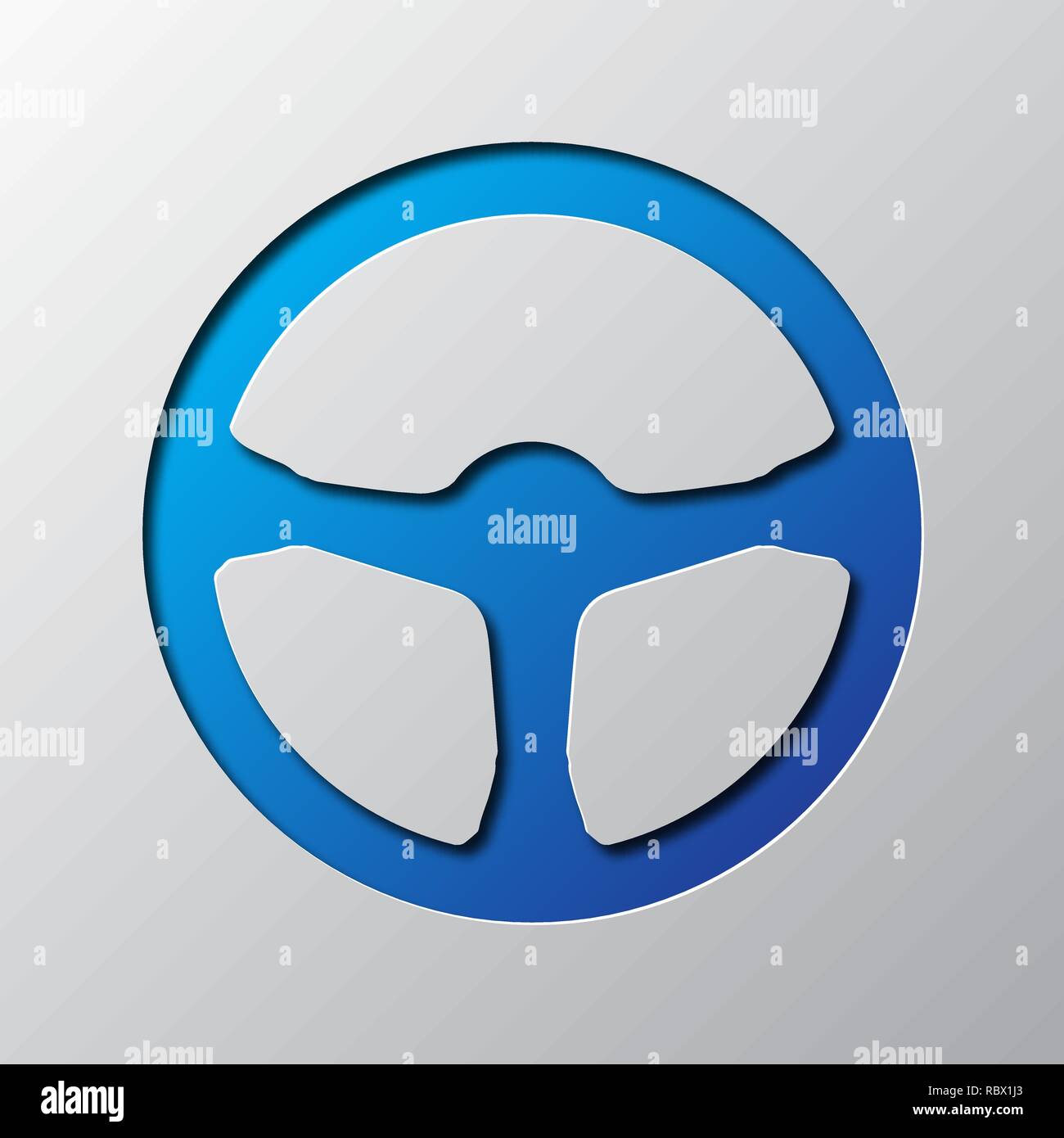 Paper art of the blue steering wheel isolated. Vector illustration ...