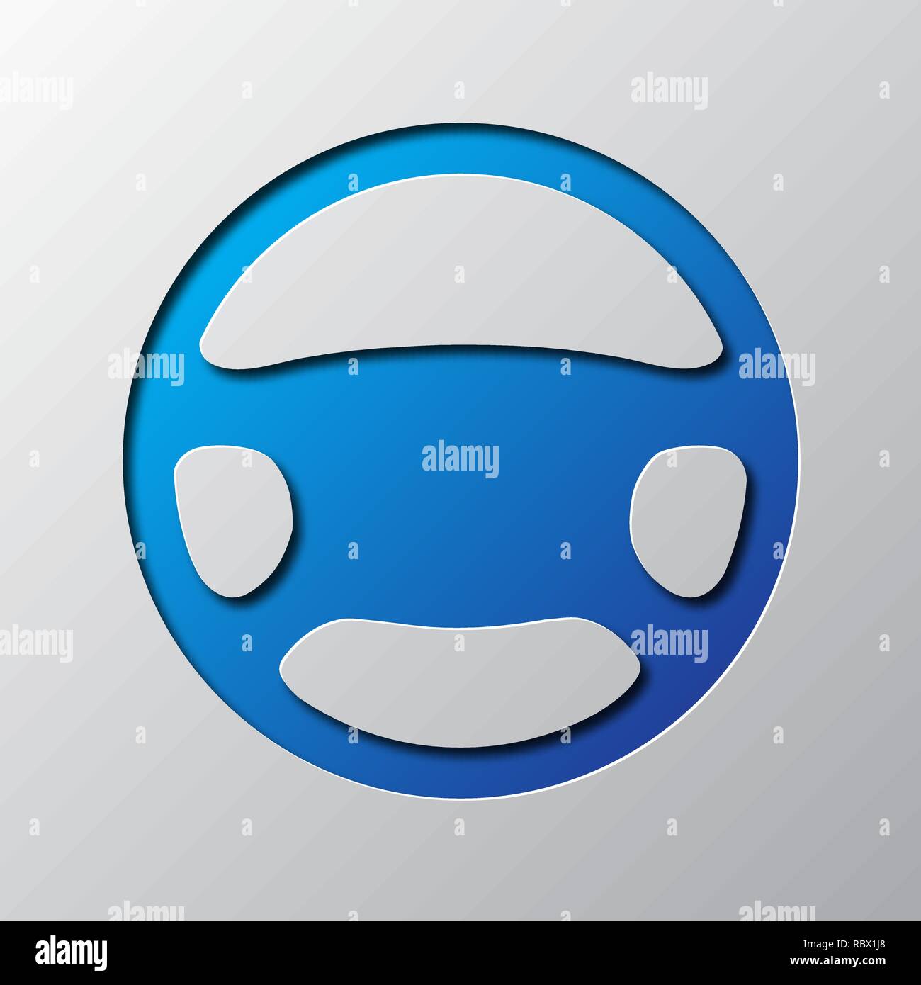 Paper art of the blue steering wheel isolated. Vector illustration ...