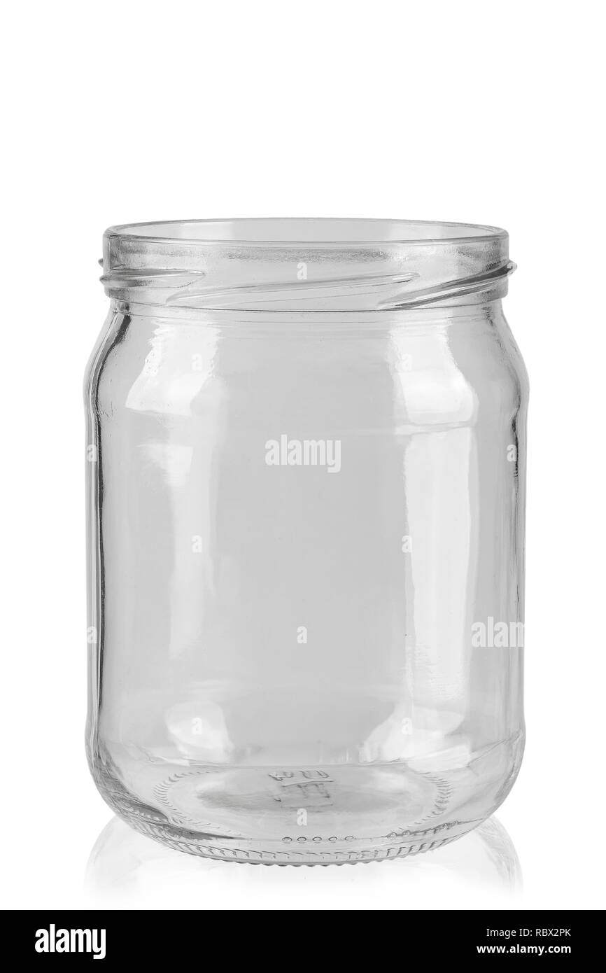 empty glass jar for conservation, isolated on white background. File ...