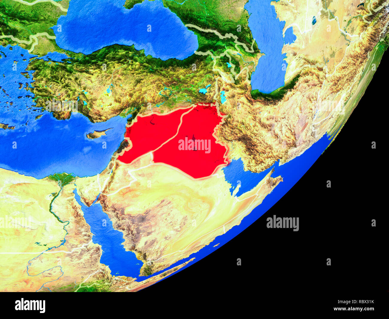 Islamic State on planet Earth with country borders and highly detailed ...