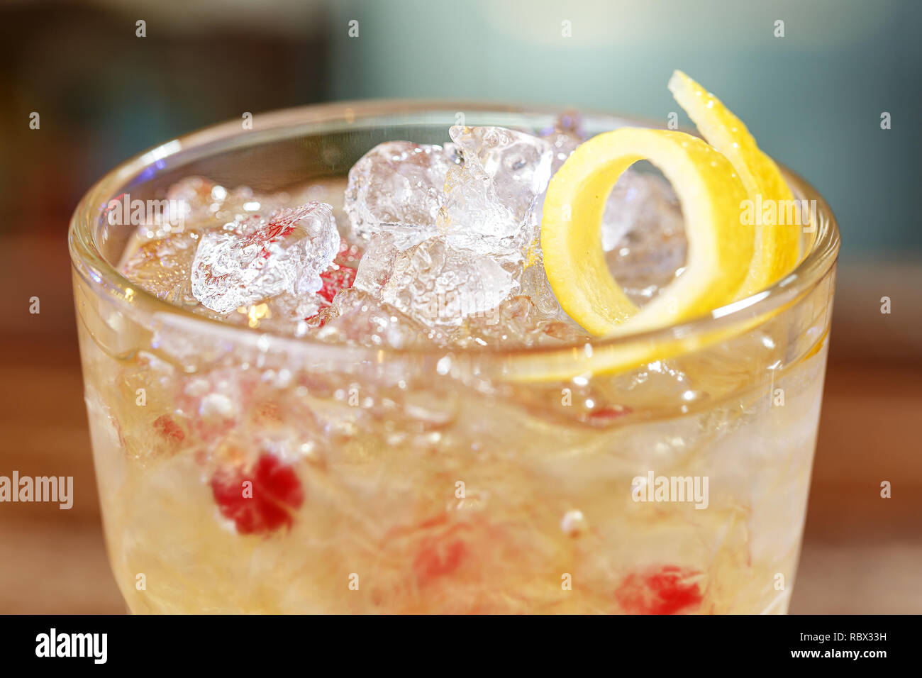 A cooling cocktail with ice, a place for text design. Cocktail in the ...