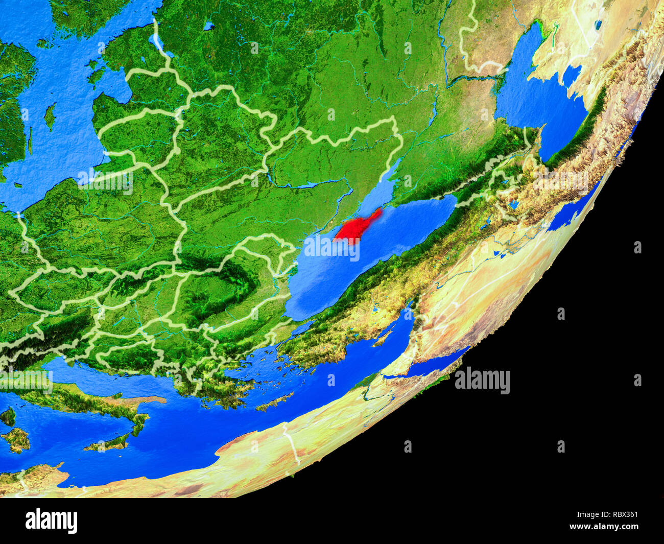 Crimea on planet Earth with country borders and highly detailed planet ...