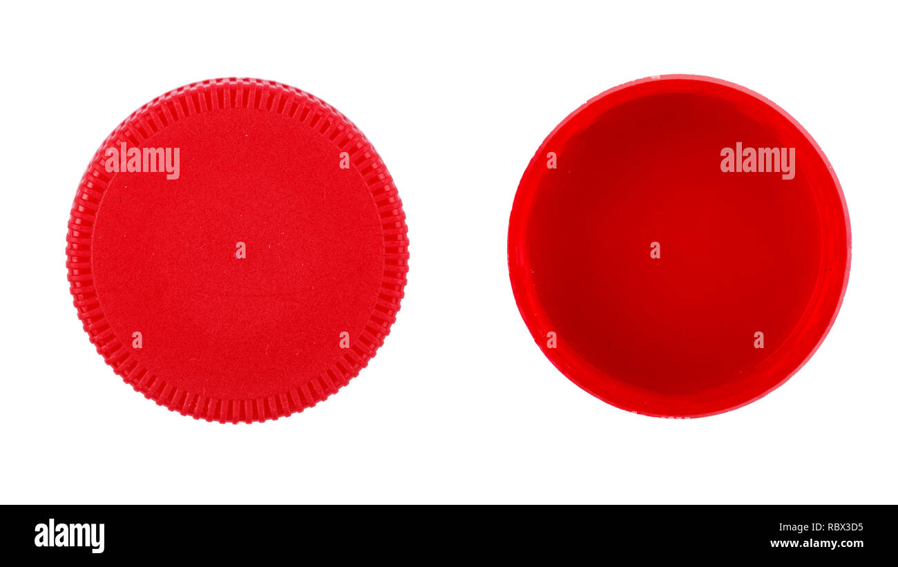 red plastic bottle cap on white background, isolated Stock Photo - Alamy