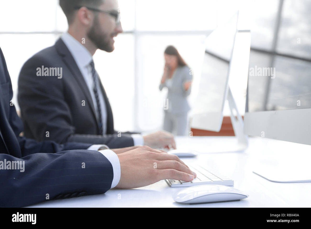 Person working with data on computers hi-res stock photography and ...