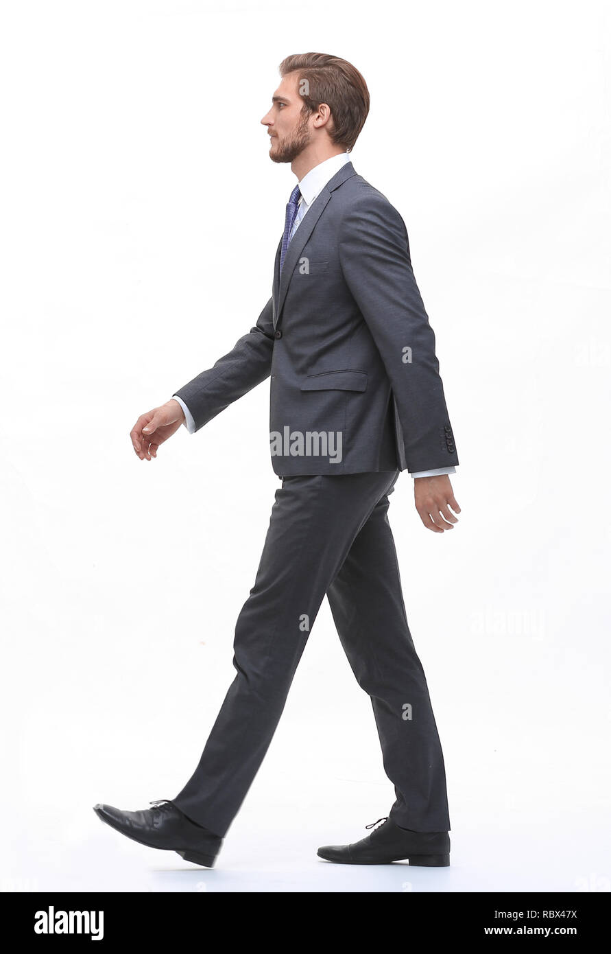 side view. businessman goes forward Stock Photo - Alamy