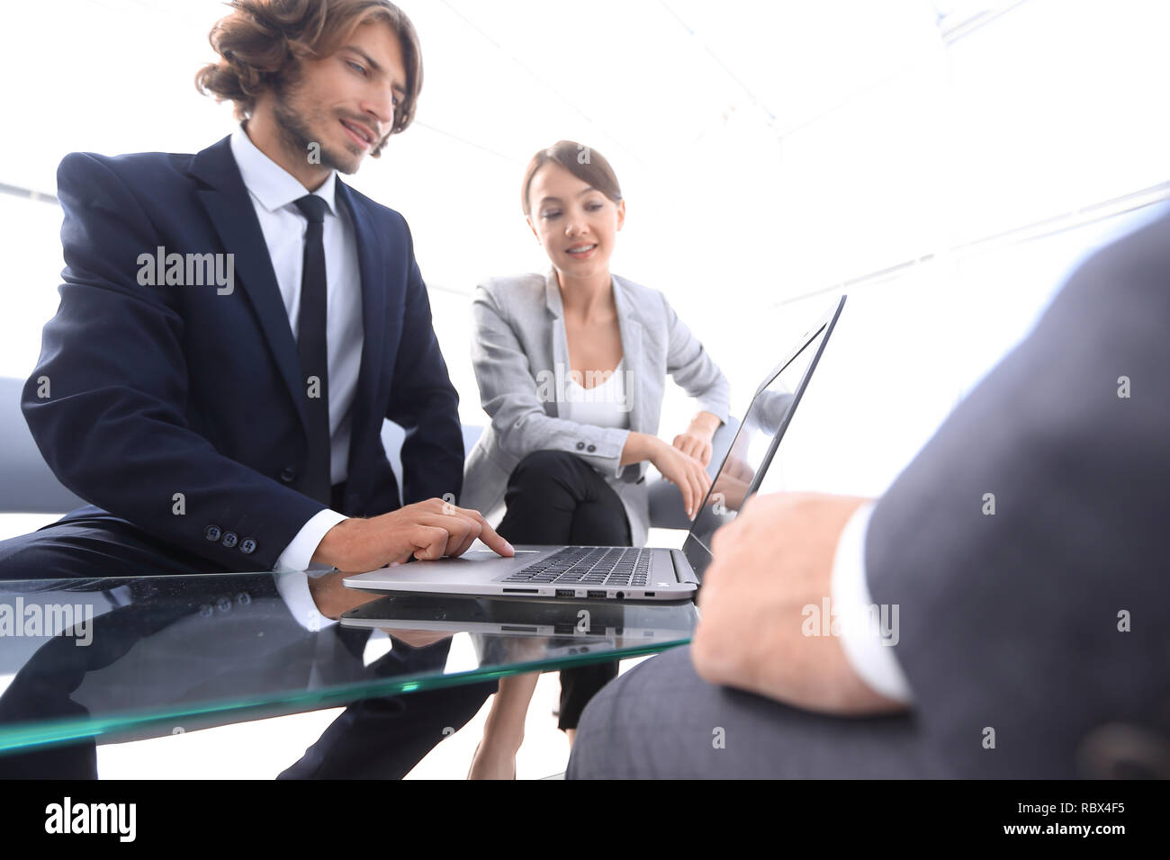 business team working at a Desk Stock Photo - Alamy