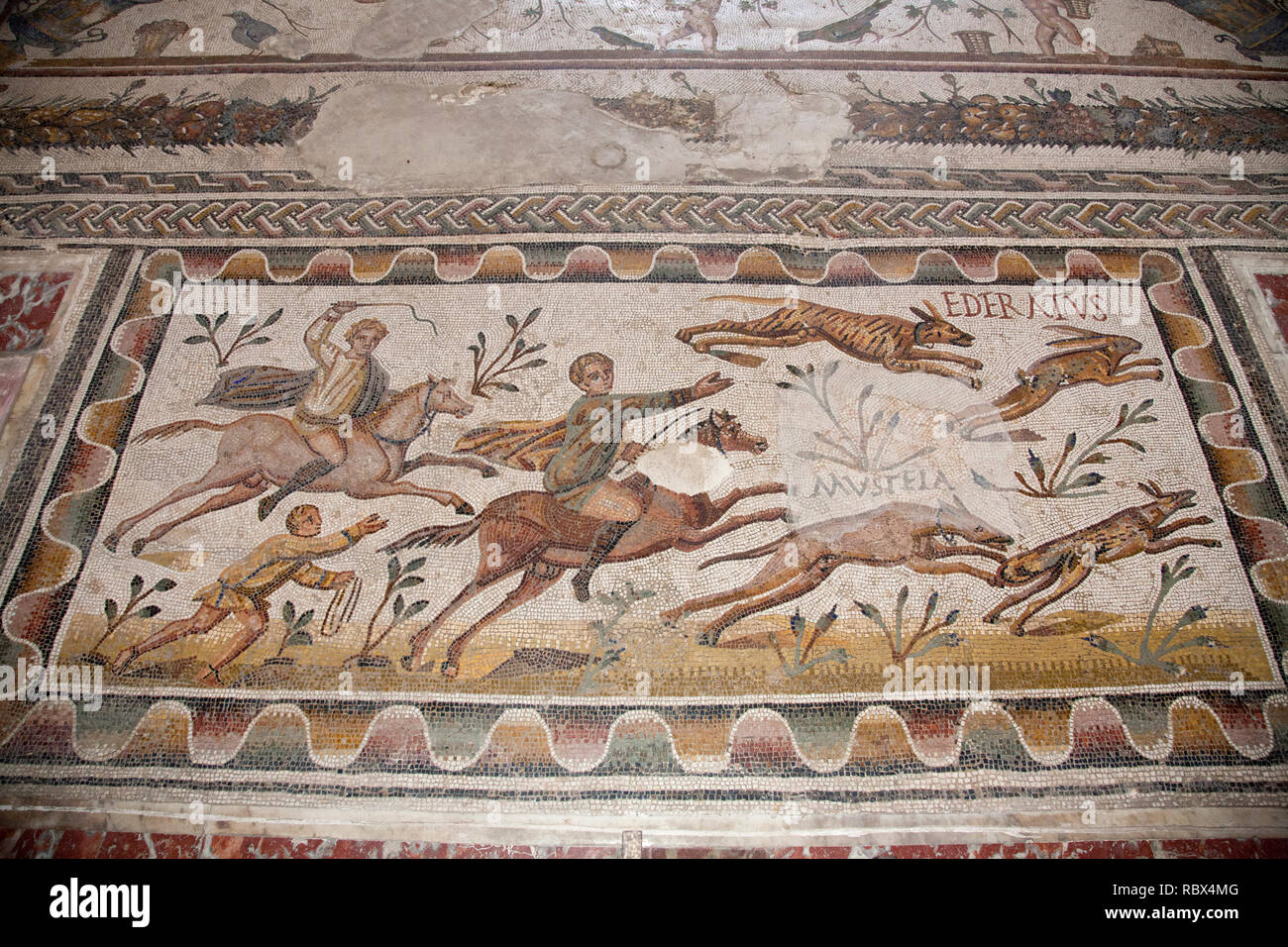 Roman mosaic floor with hunting scene, Bardo National Museum, Tunis ...