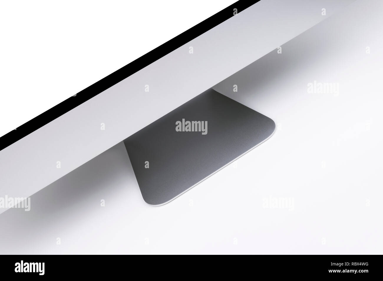 Business workplace with computer with isolated white screen on white ...