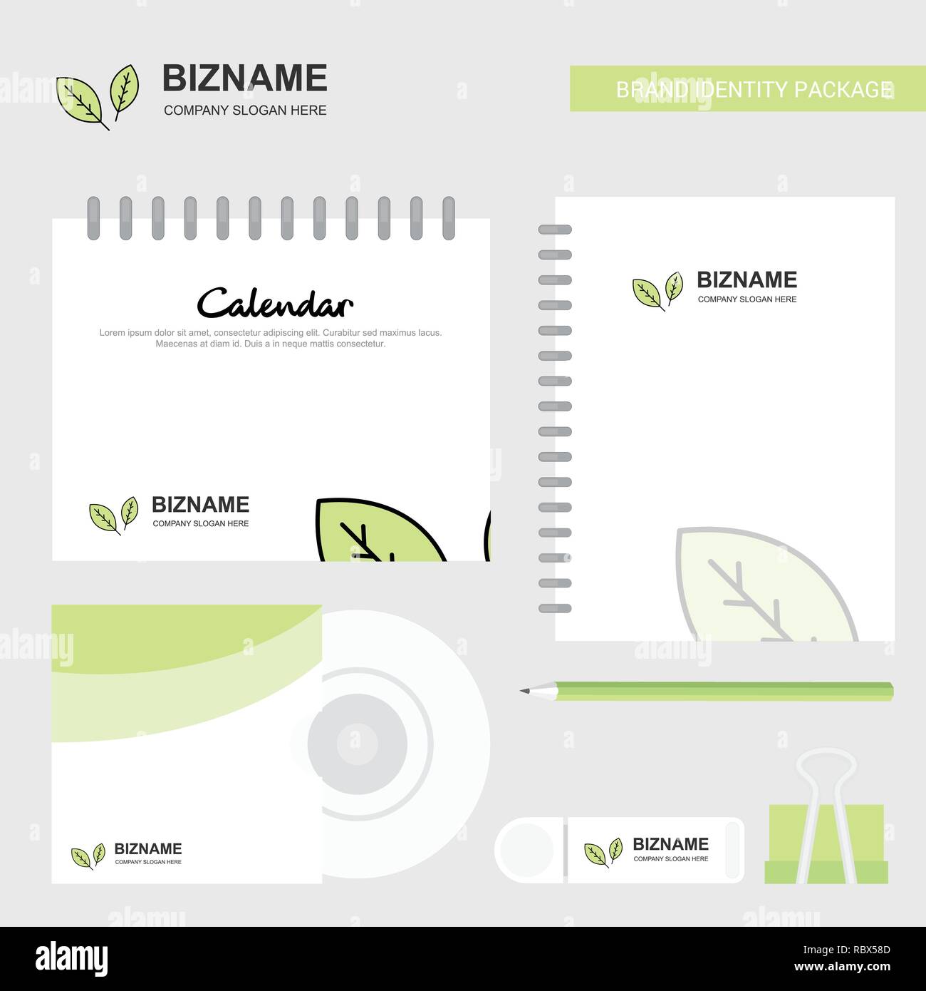 Leafs Logo, Calendar Template, CD Cover, Diary and USB Brand Stationary ...