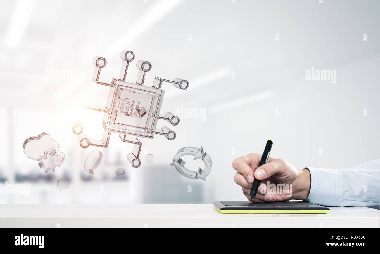 Male hands using graphics tablet hi-res stock photography and images ...