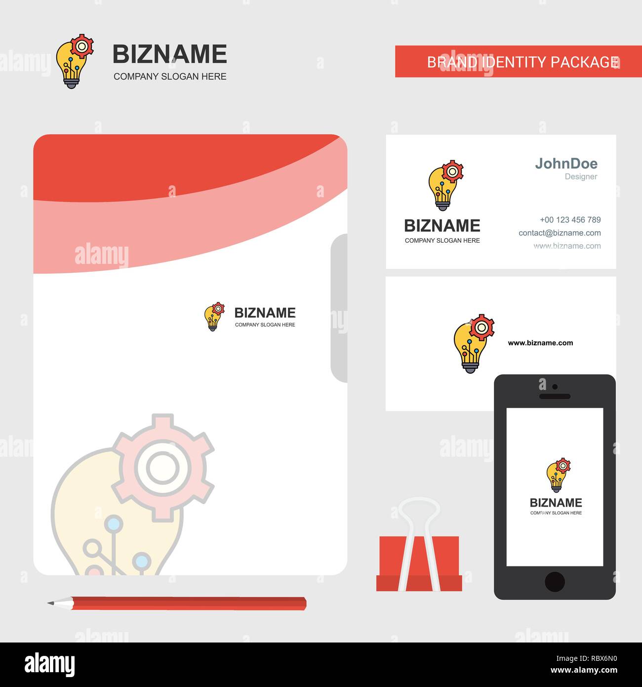 Bulb setting Business Logo, File Cover Visiting Card and Mobile App ...