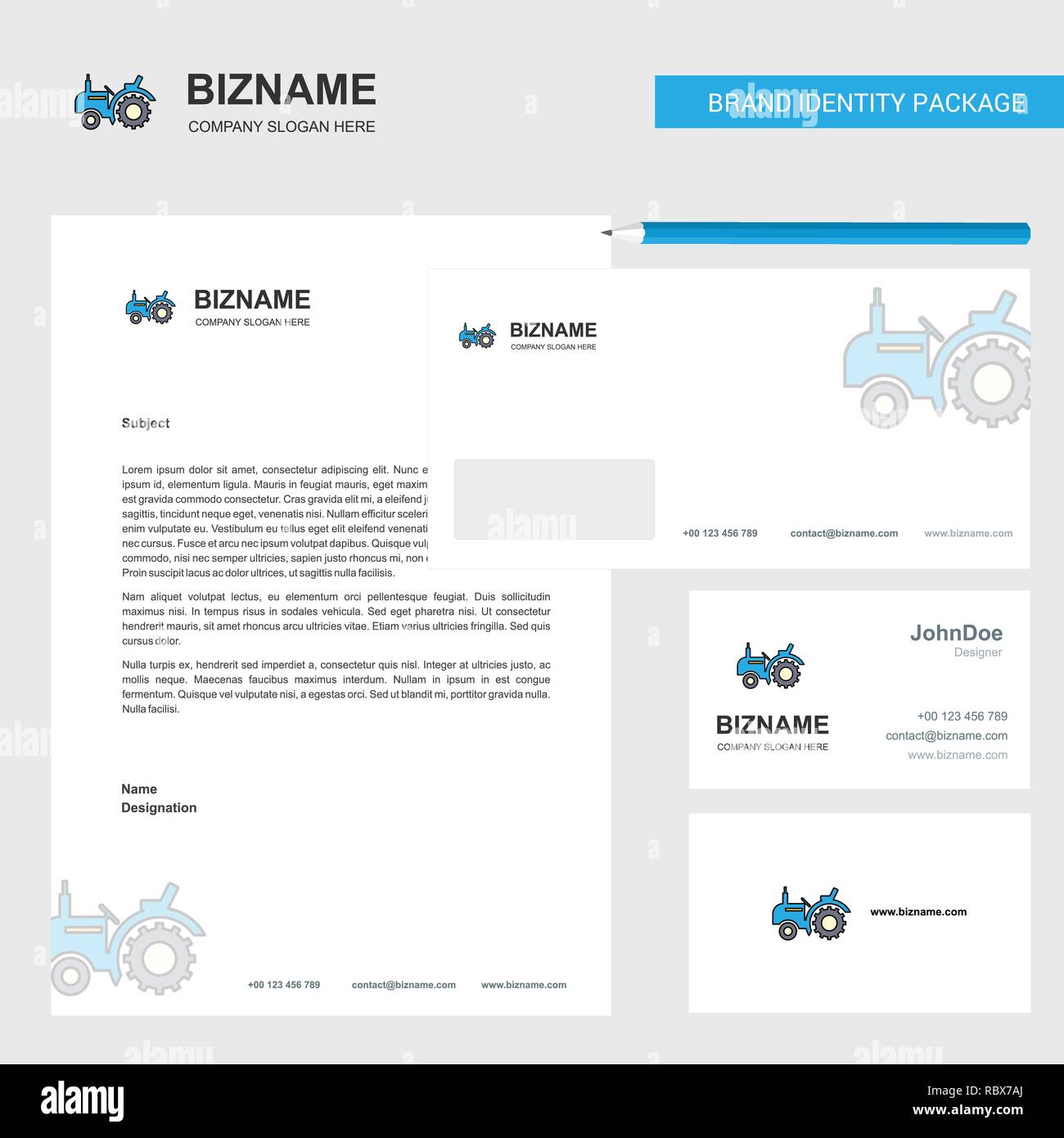 Tractor Business Letterhead, Envelope and visiting Card Design vector ...