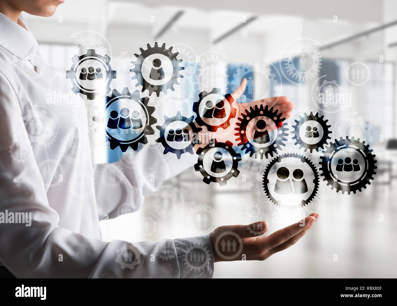 Cogwheels and gears mechanism as social communication concept Stock ...