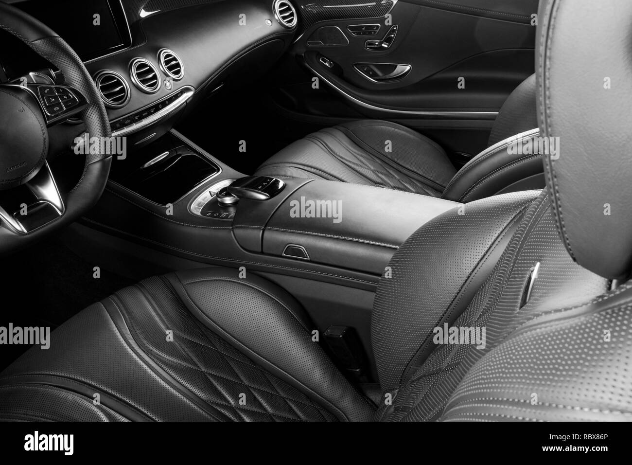 Modern Luxury car inside. Interior of prestige modern car. Comfortable ...