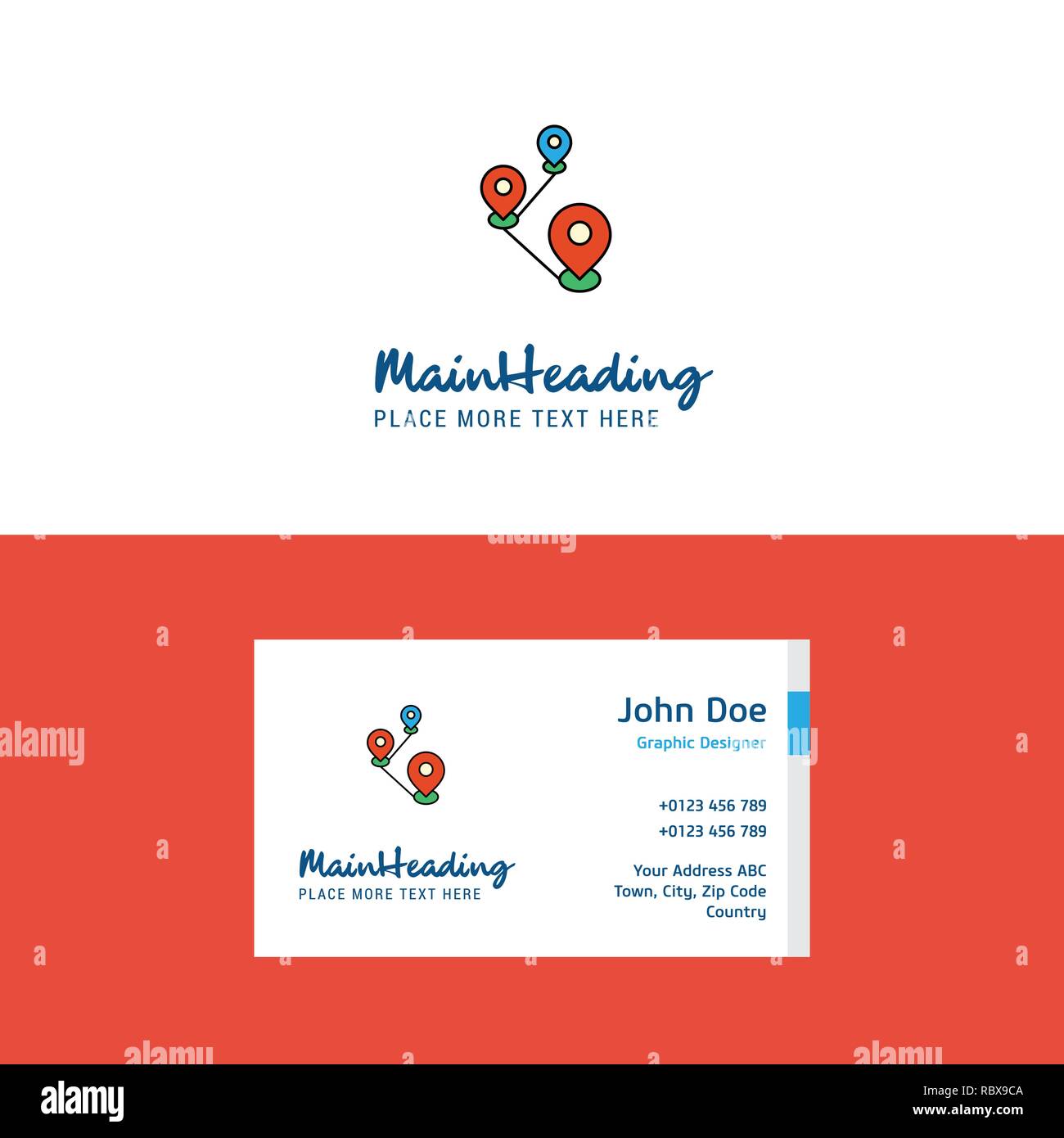 Flat Map route Logo and Visiting Card Template. Busienss Concept Logo ...
