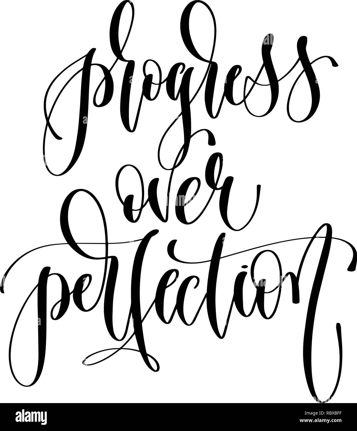 progress over perfection - hand lettering inscription text Stock Vector ...