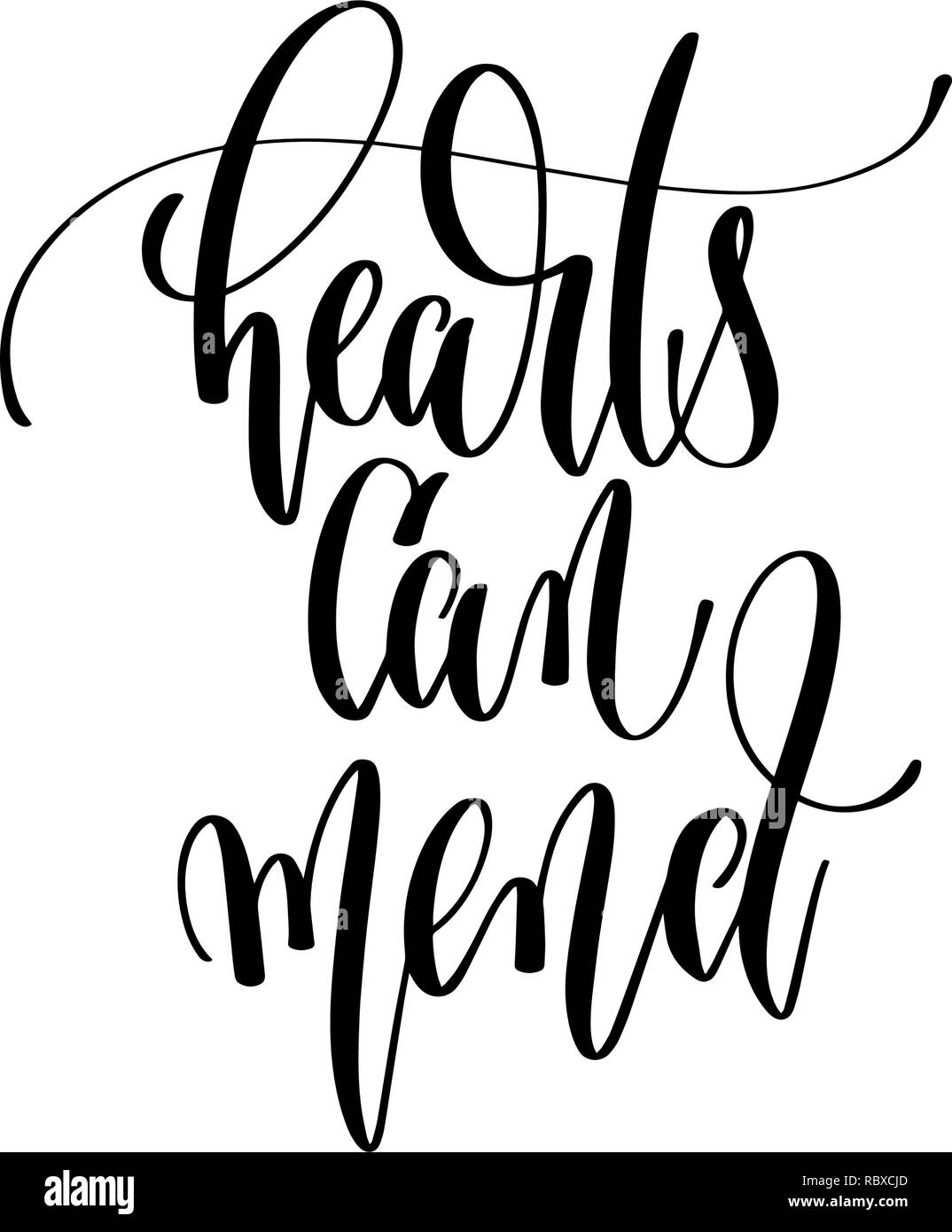 hearts can mend - hand lettering inscription text Stock Vector Image ...