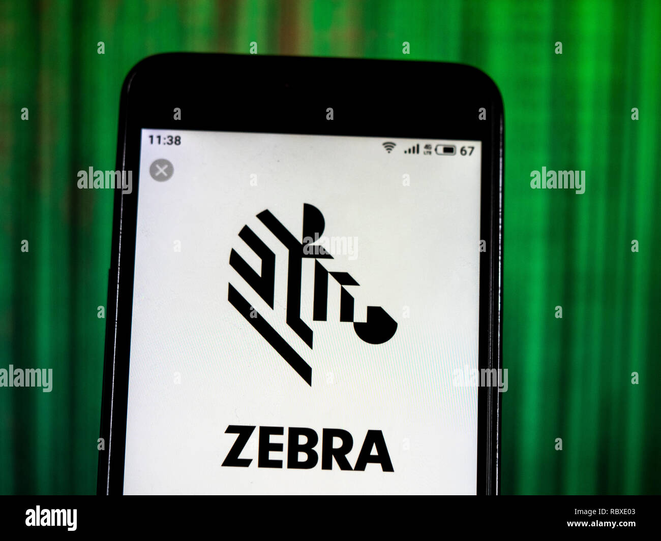 Zebra Technologies Public company logo seen displayed on smart phone ...