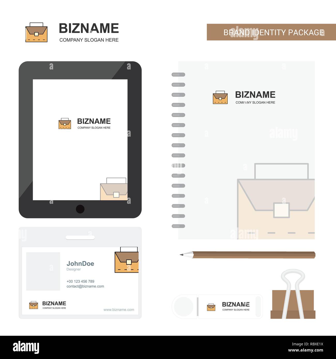 Breifcase Business Logo, Tab App, Diary PVC Employee Card and USB Brand ...