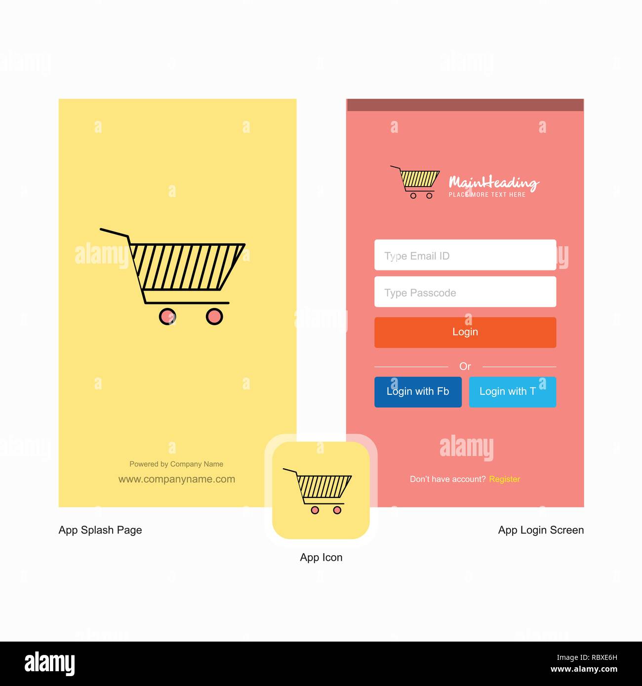 Company Cart Splash Screen and Login Page design with Logo template ...