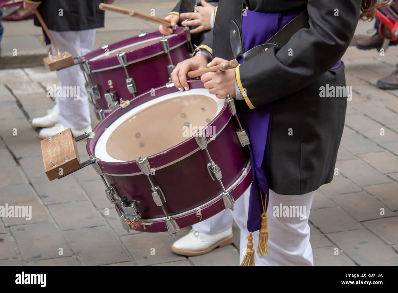 Drummers at Parade closeup of Drum Stock Photo - Alamy