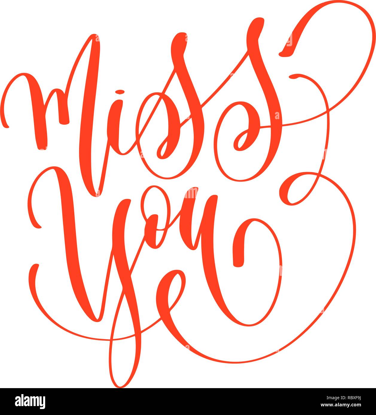miss you - hand lettering inscription text to valentines day Stock ...