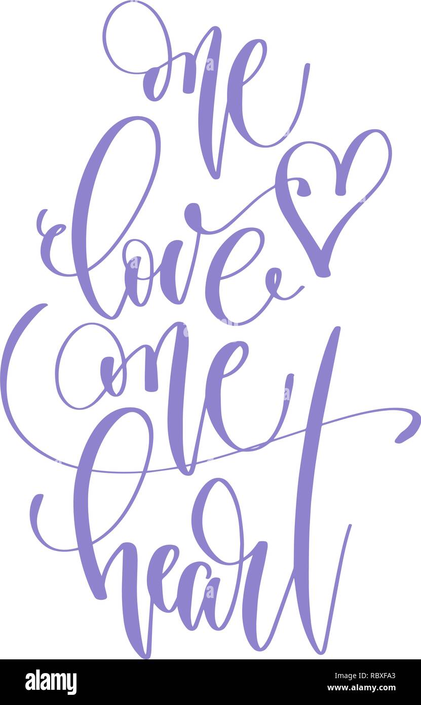 one love one heart - hand lettering inscription text to valentin Stock ...