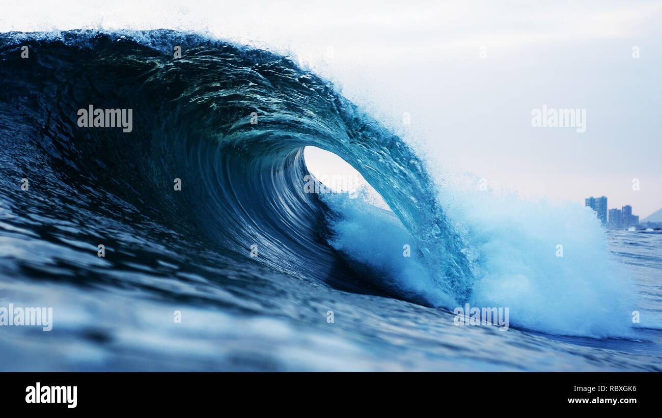 the waves on a quiet beach are peaceful and peaceful Stock Photo - Alamy
