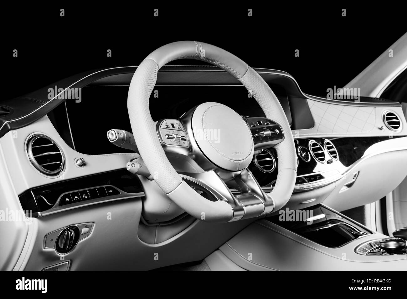 Modern Luxury car inside. Interior of prestige modern car. Comfortable ...